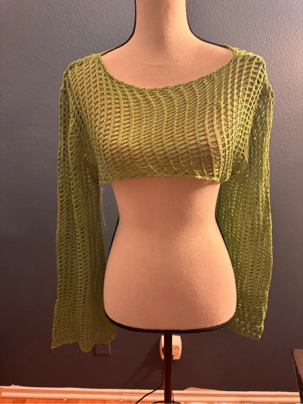 TBETNE | Tops | Green Crochet Openknit Shrug Bolero For Women | Poshmark
